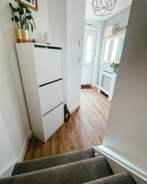 BISSA Shoe cabinet with 3 compartments, White, 49x28x135cm – Home Swede ...